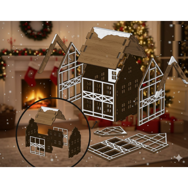 DIY Wooden Advent Calendar Kit - 24 Drawer Christmas Village