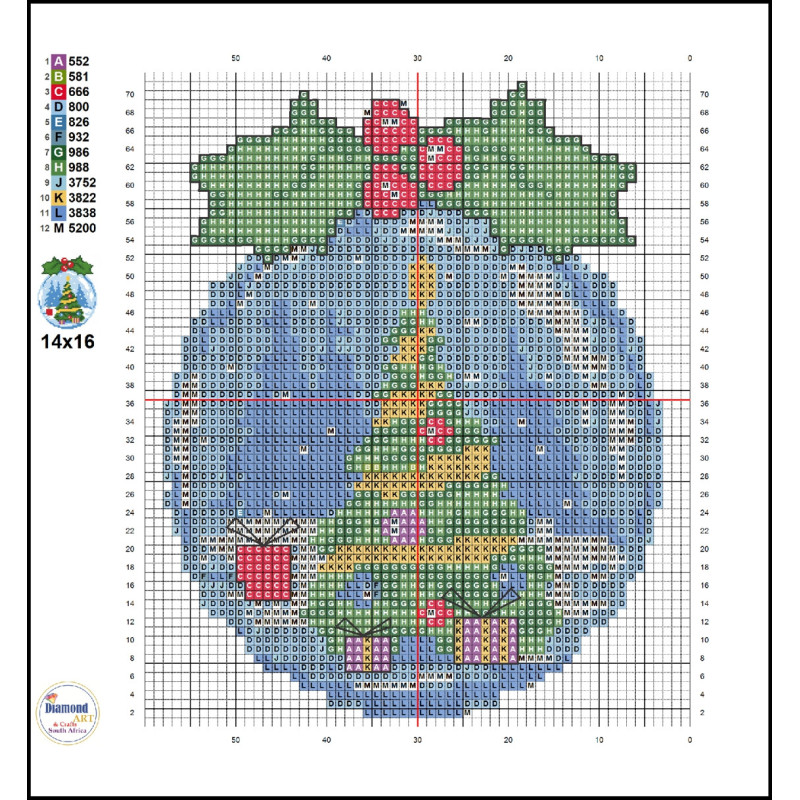 Christmas Tree Laser-Cut Wood Cross-Stitch Kit - 12 Colours
