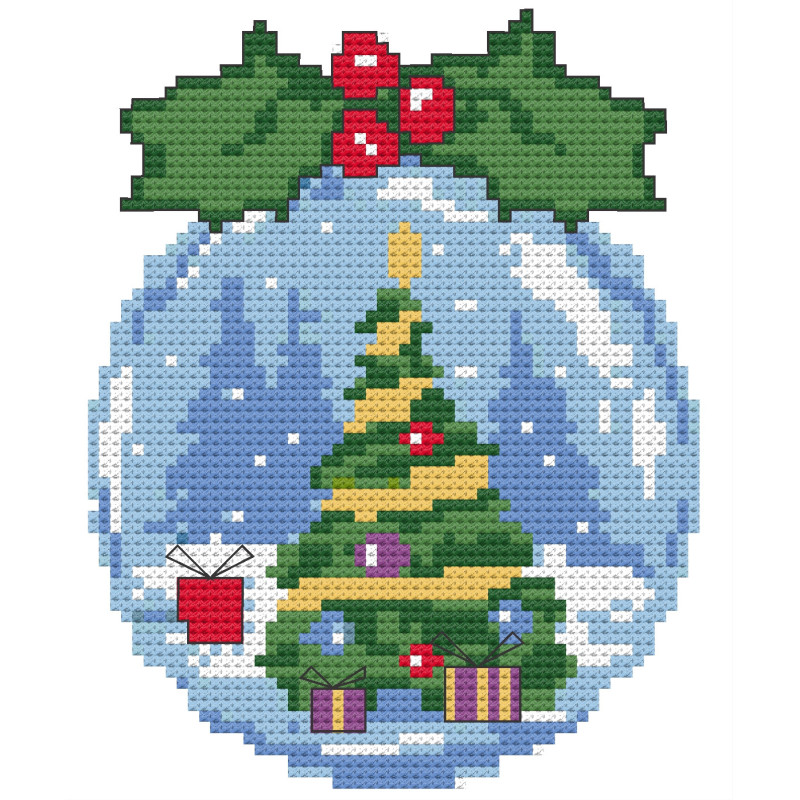 Christmas Tree Laser-Cut Wood Cross-Stitch Kit - 12 Colours