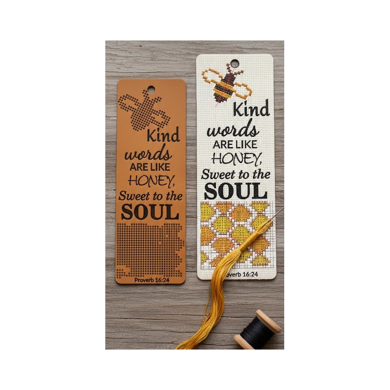 DIY Leather Cross-Stitch Bookmark Kit - Veg-Tan Laser Cut | Proverbs 16:24